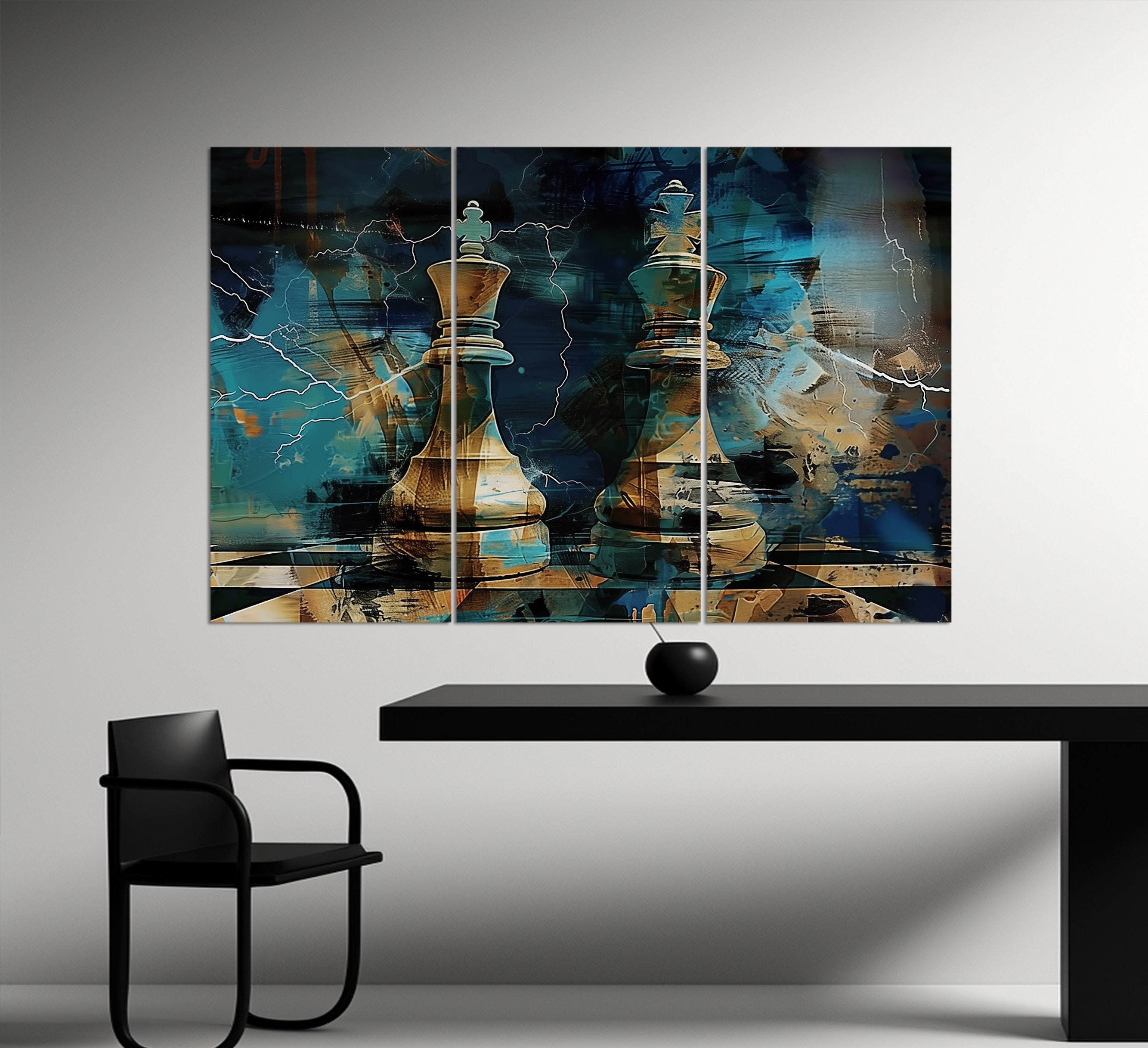 Chess Canvas Art, Chess Wall Art, Abstract Chess Painting, Chess Canvas ...