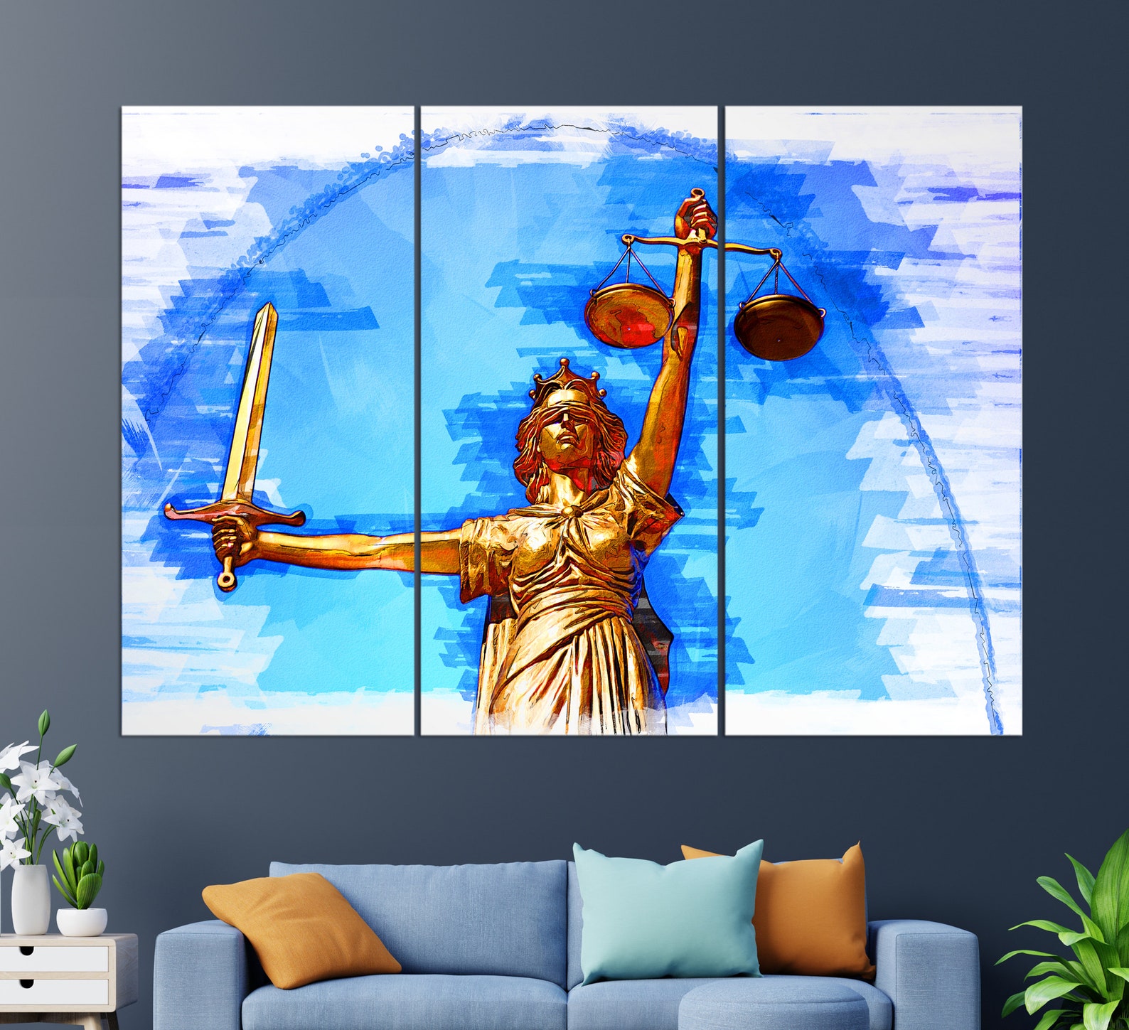 Lady Justice Canvas Print, Justice Wall Art, Femida Painting, Law Wall ...