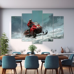 Snowmobiles Wall Art, Ski Doo Canvas Print, Snowmobile Painting ...