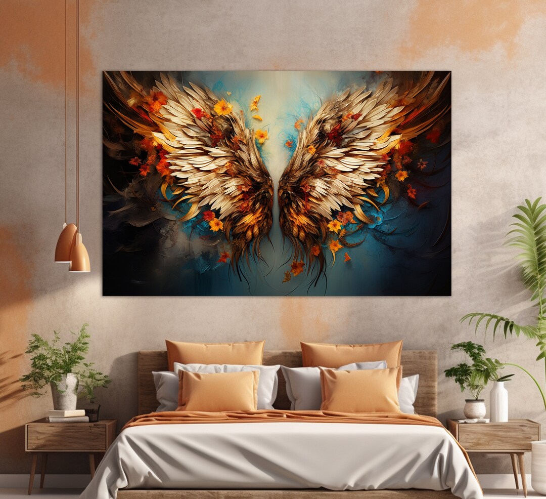 Abstract Angel Wings Painting, Wings Canvas Print, Religious Wall Art ...