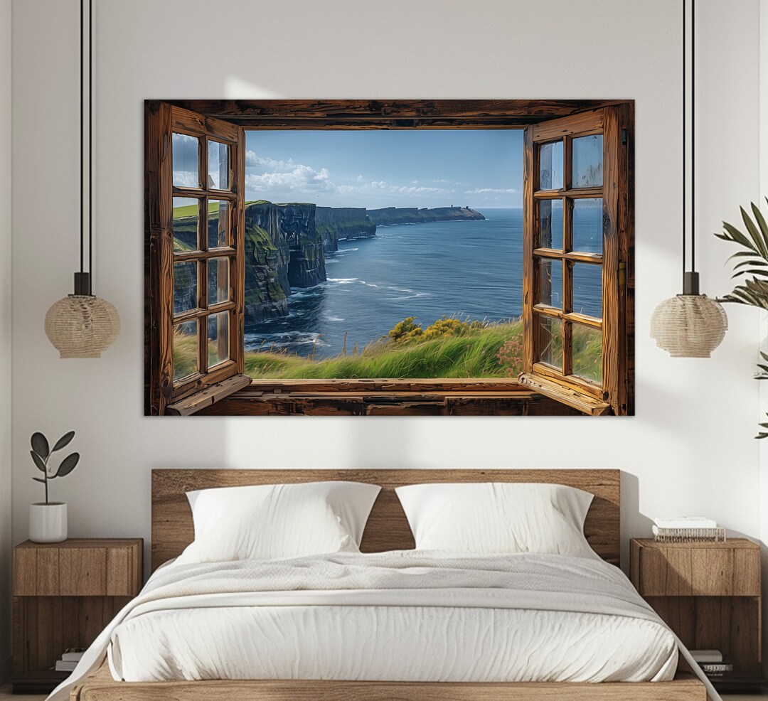 Window to Cliffs of Moher in Ireland Canvas Print, Open Window Wall Art ...