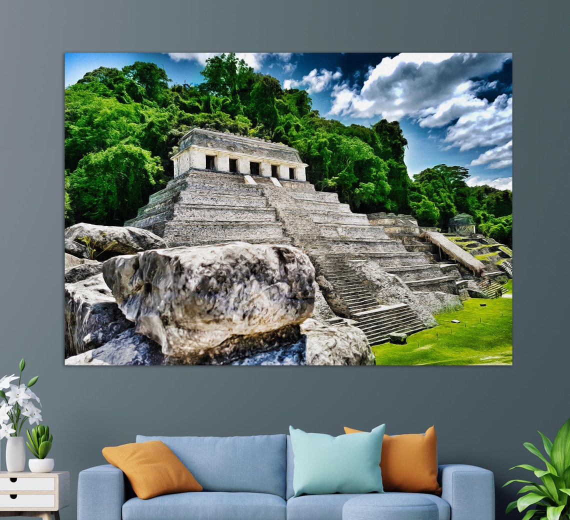 Palenque Canvas Print Palenque Painting Mexican Wall Art - Etsy UK