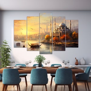 Misty Istanbul Painting Canvas Print, Blue Mosque, Istanbul Wall Art ...