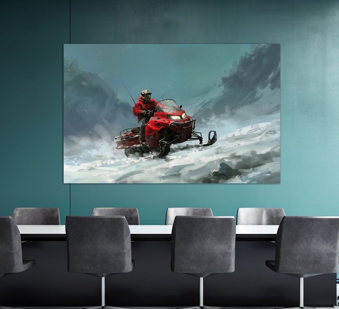 Snowmobiles Wall Art, Ski Doo Canvas Print, Snowmobile Painting ...