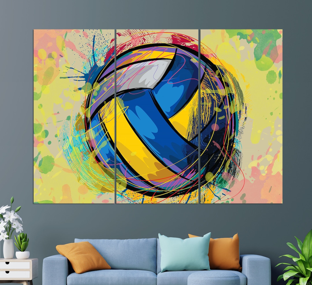 Volleyball Wall Art, Volleyball Canvas Print, Volleyball Painting ...