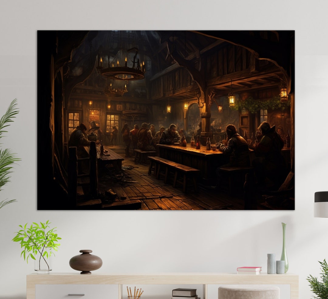 Vintage Pub Painting, Pub Wall Art, Abstract Pub Canvas Print, Man Cave ...