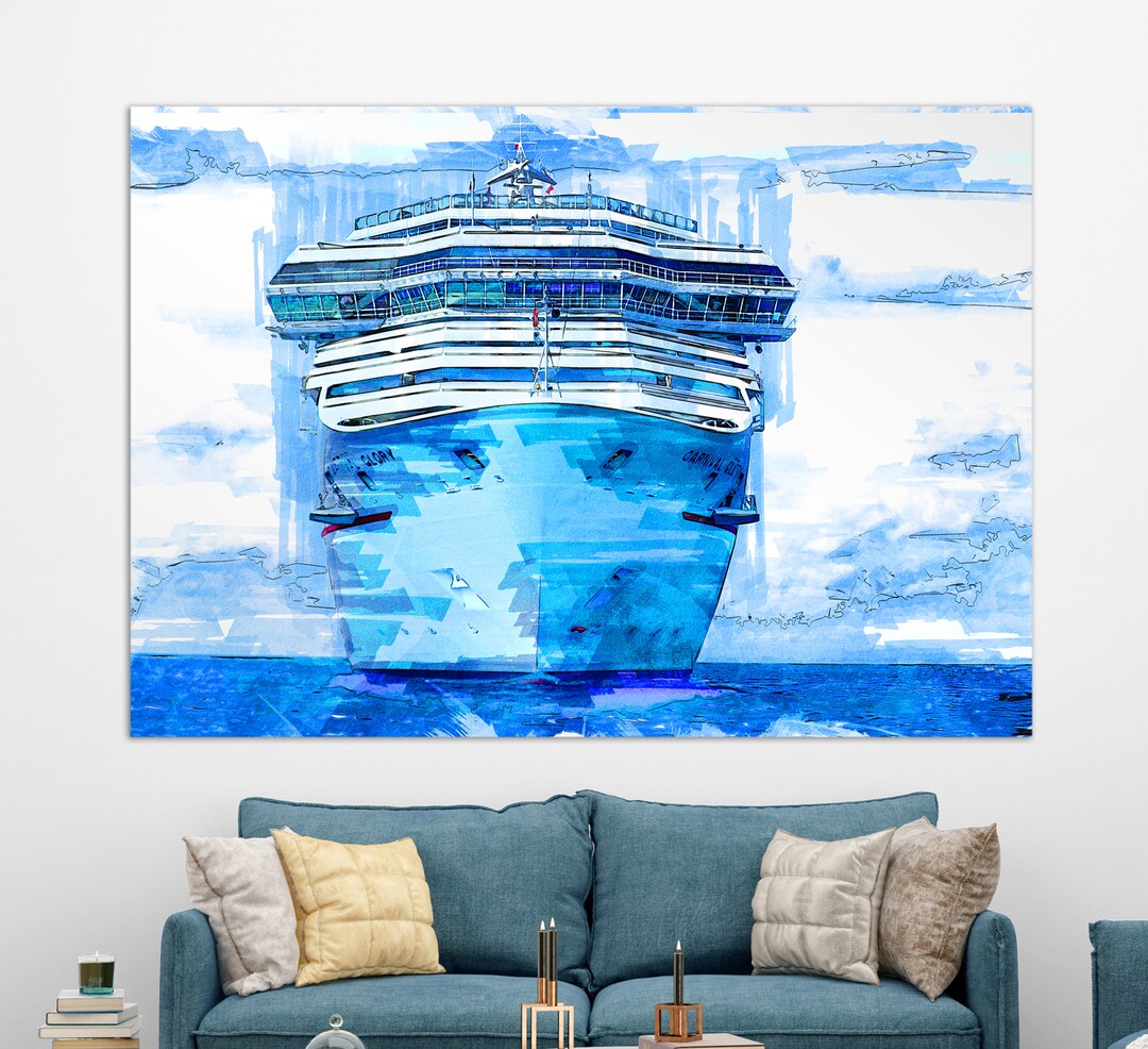 Cruise Ship Canvas Print, Cruise Ship Wall Art, Sailor Gift, Abstract ...