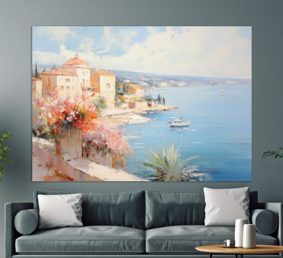 Vintage French Riviera Wall Art, Côte D'azur Canvas Print, Azure Coast ...