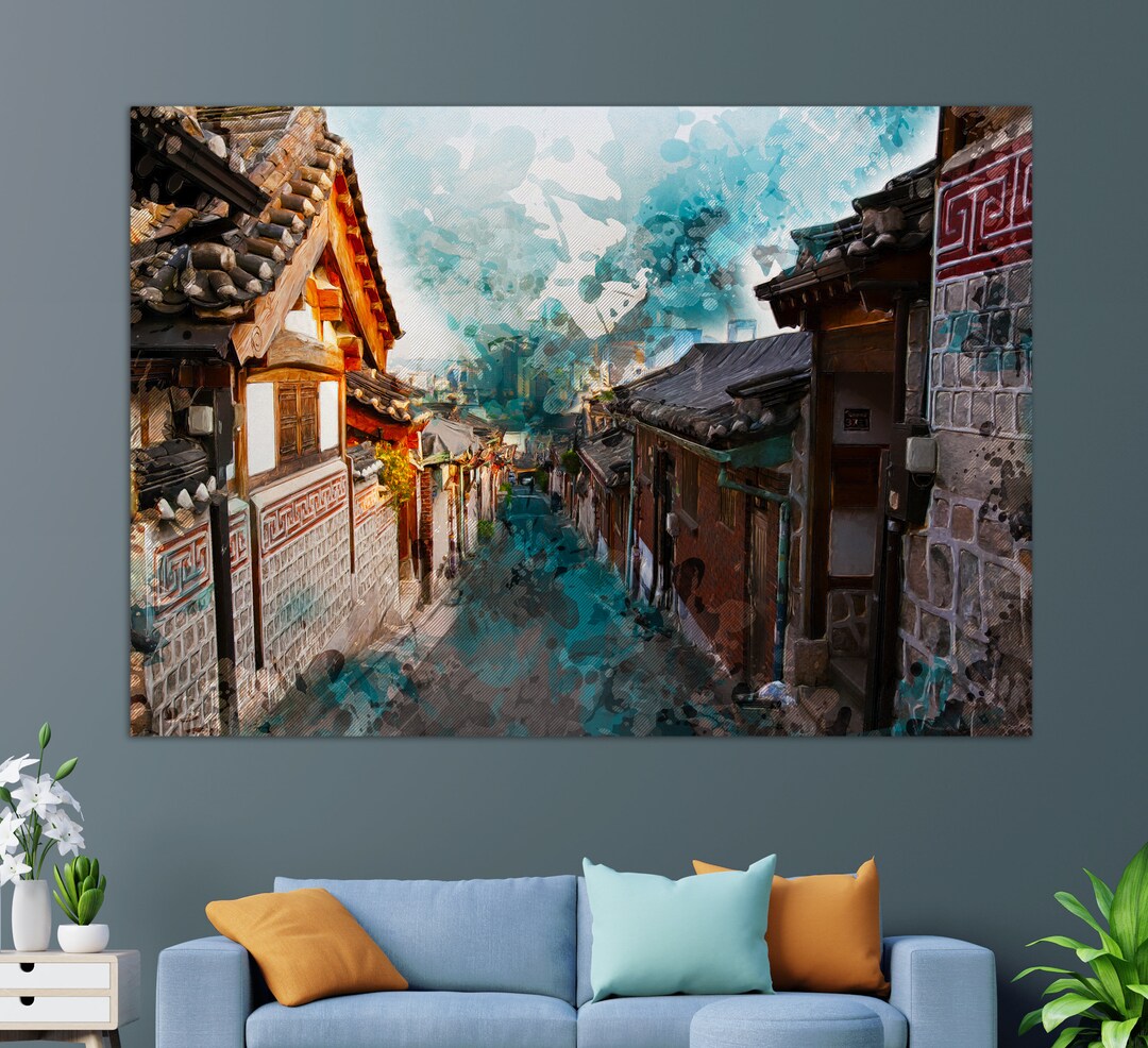 Bukchon Hanok Village Canvas Print, Abstract Bukchon Hanok Village ...