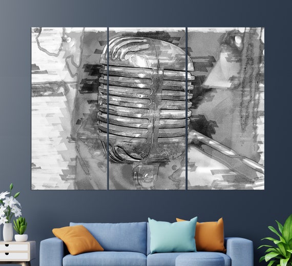 Vintage Microphone Wall Art Microphone Canvas Print | Etsy