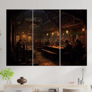 Vintage Pub Painting, Pub Wall Art, Abstract Pub Canvas Print, Man Cave ...