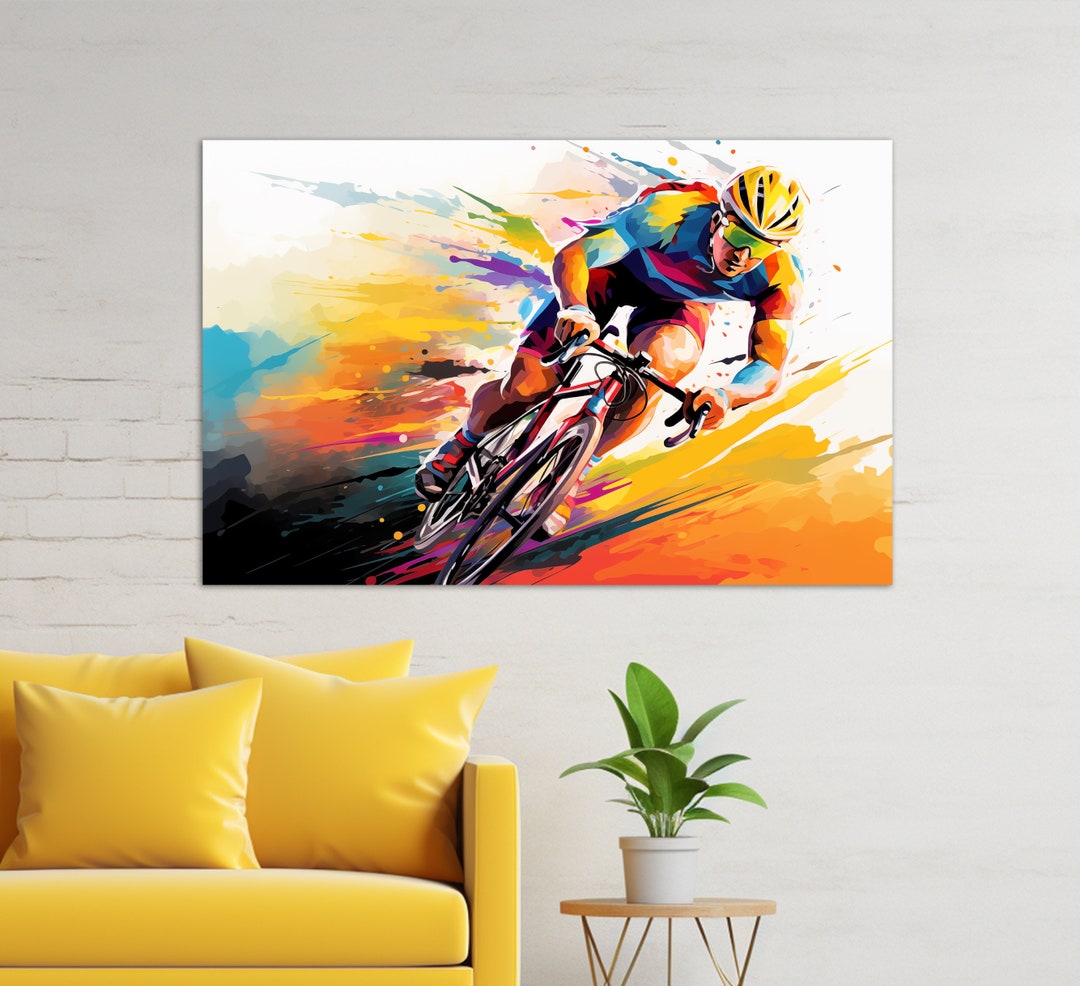 Abstract Cycling Canvas Print, Cycling Wall Art, Cycling Painting ...