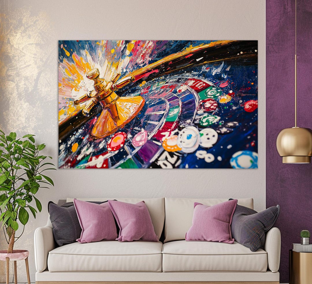 Roulette Abstract Canvas Print, Casino Wall Art, Roulette Painting ...