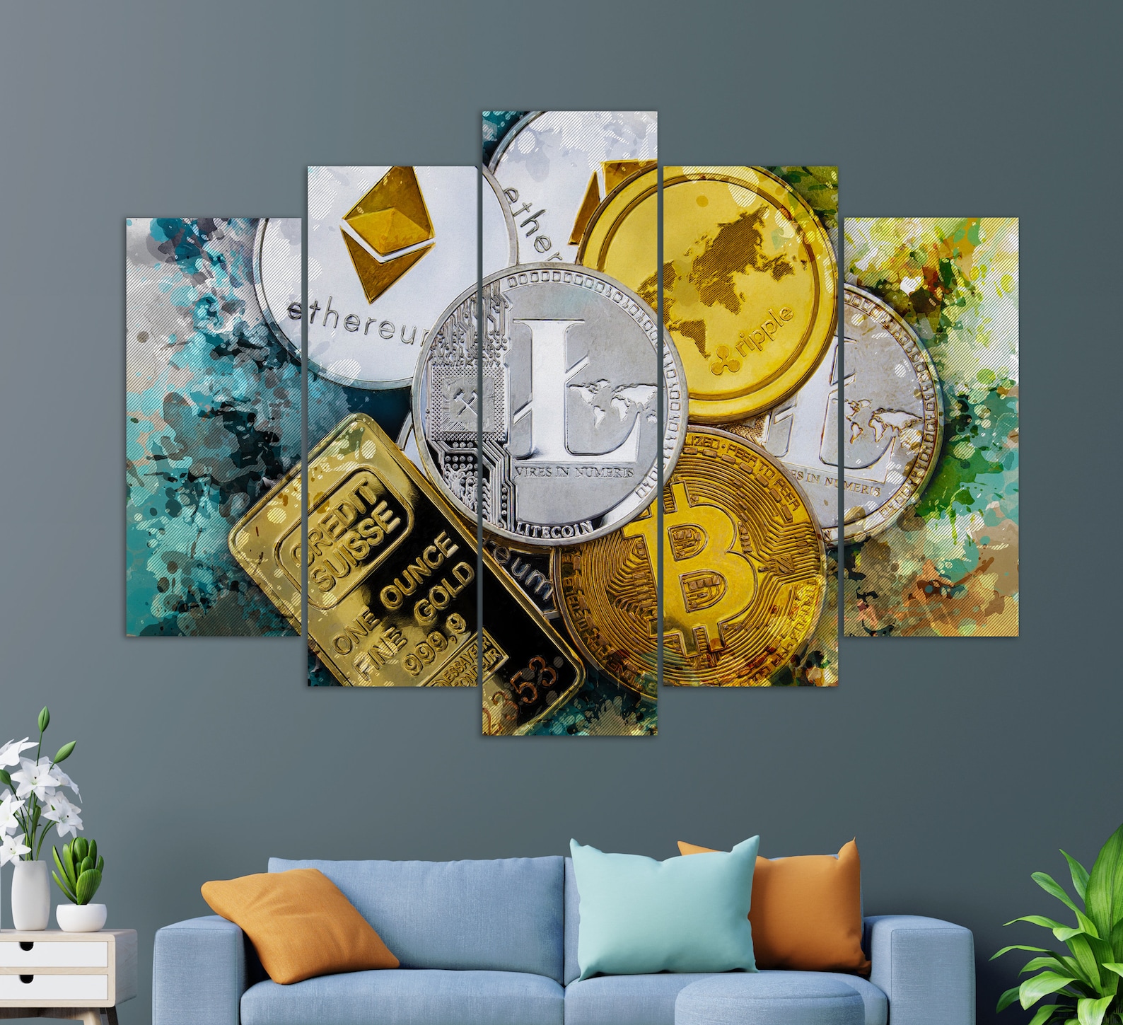 Crypto Wall Art Bitcoin Canvas Print Abstract Cryptocurrency | Etsy