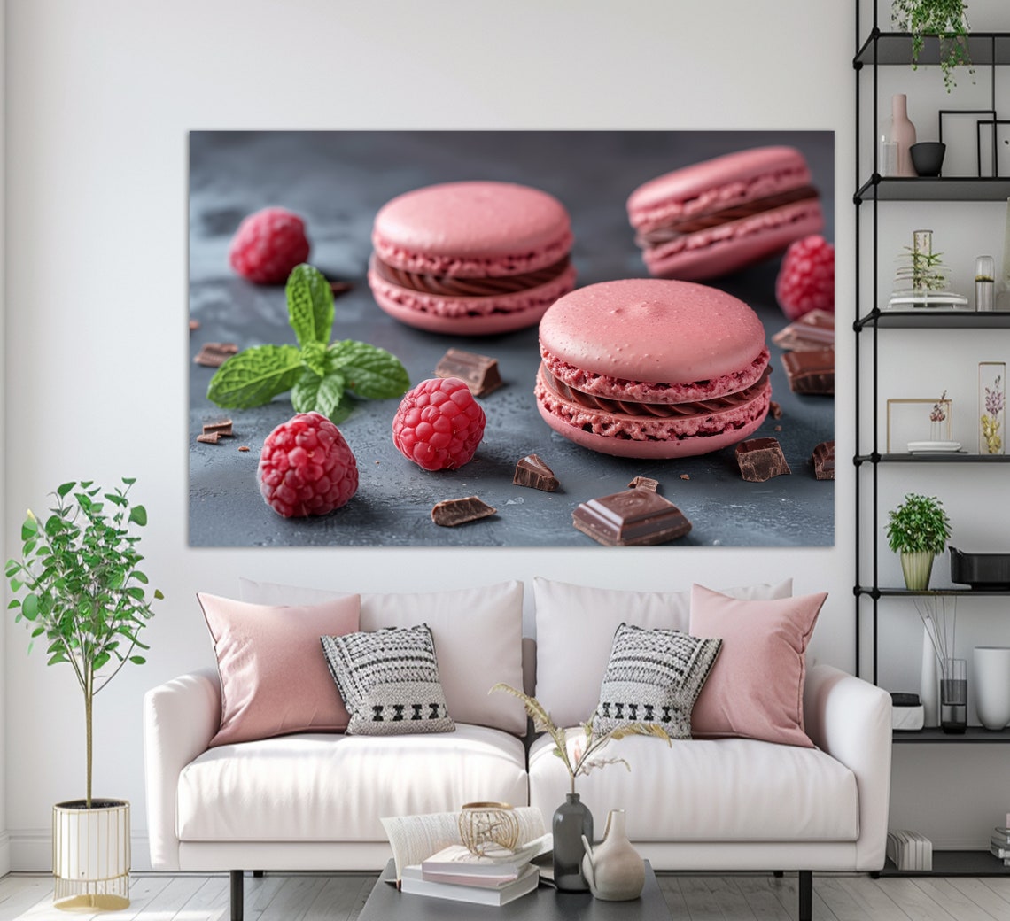 Raspberry Macarons Canvas Print, Sweets Wall Art, Sweet Tooth Gift ...
