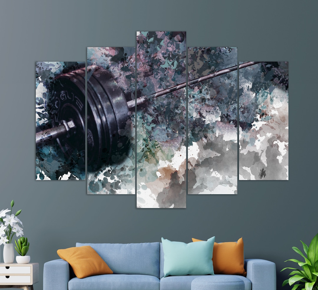 Barbell Canvas Print, Weightlifting Wall Art, Gym Wall Decor ...