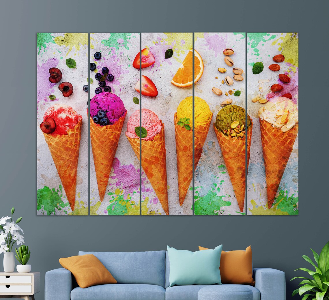Ice Cream Canvas Print Ice Cream Wall Art Ice Cream Print | Etsy