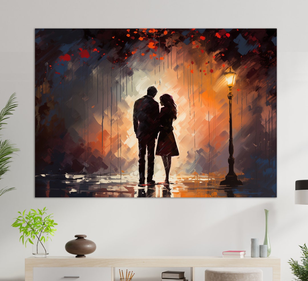 Romantic Wall Art, Couple in Love Canvas Print, Romantic Painting ...