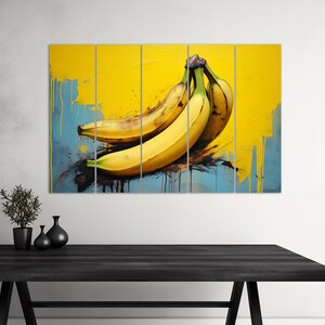 Bananas Canvas Print, Abstract Banana Painting, Fruits Wall Art ...