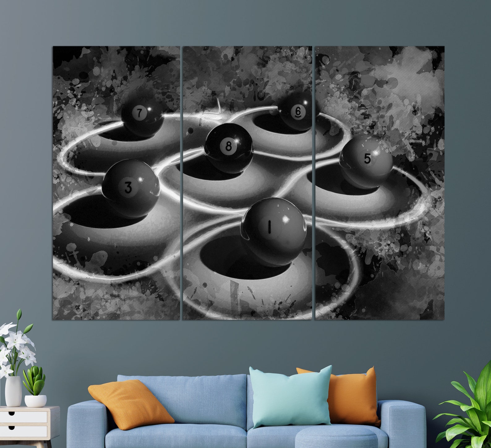 Abstract Billiards Canvas Art, Billiards Wall Art, Billiards Painting ...