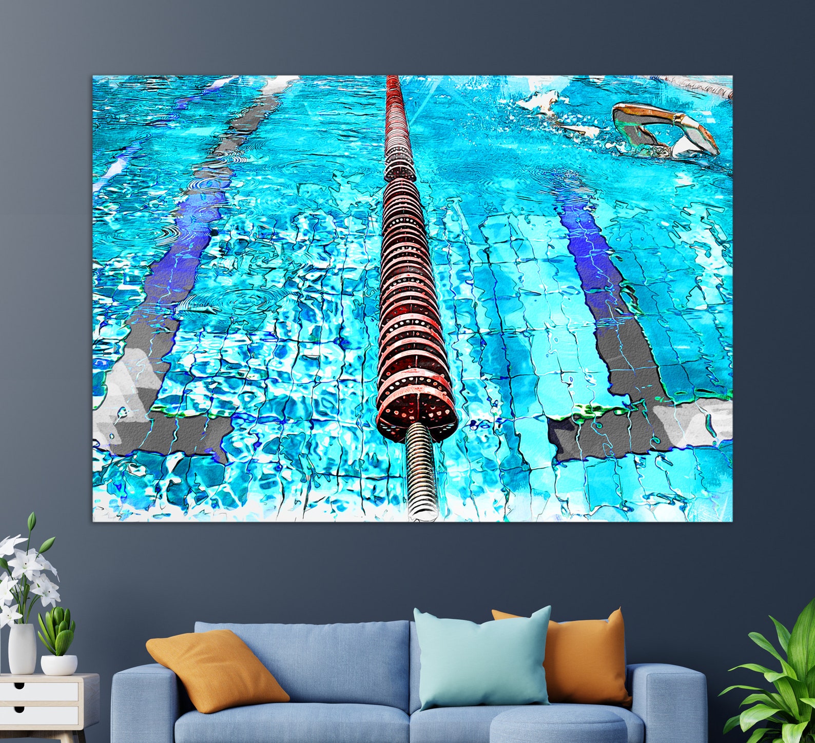 Swimming Wall Art Swimming Pool Painting Swimming Canvas - Etsy