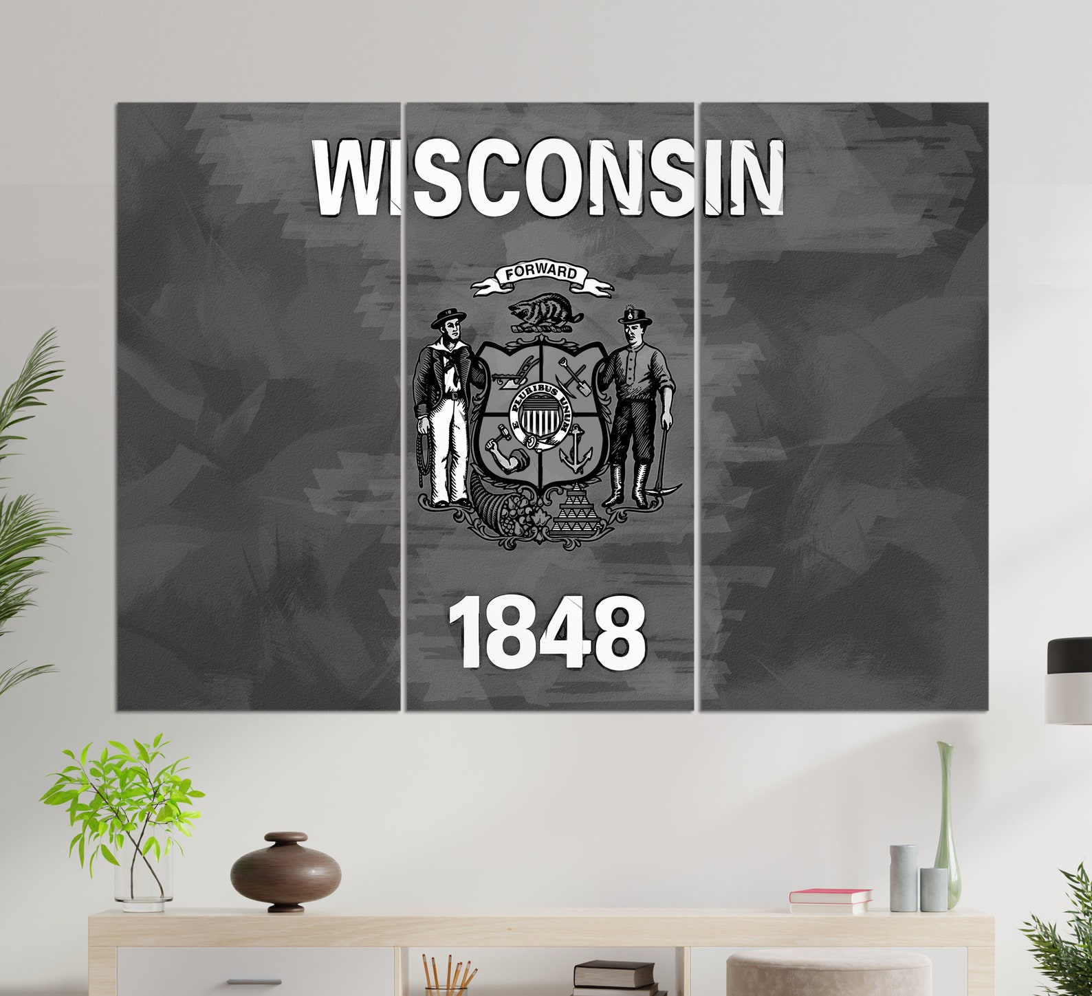 Wisconsin State Flag Canvas Print Wisconsin Flag Painting - Etsy