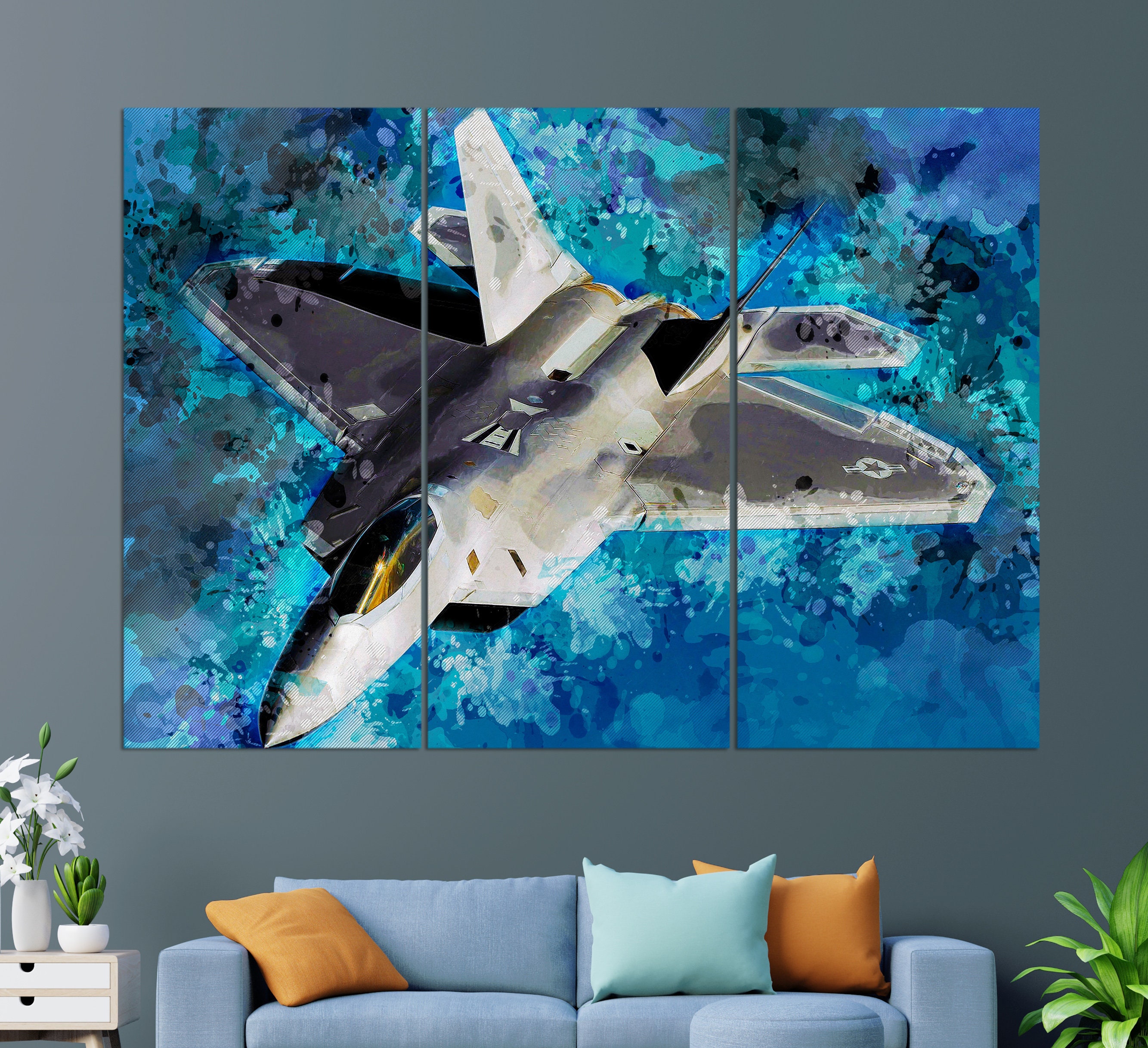 Lockheed Martin F-22 Raptor Canvas Print Attack Aircraft Wall | Etsy