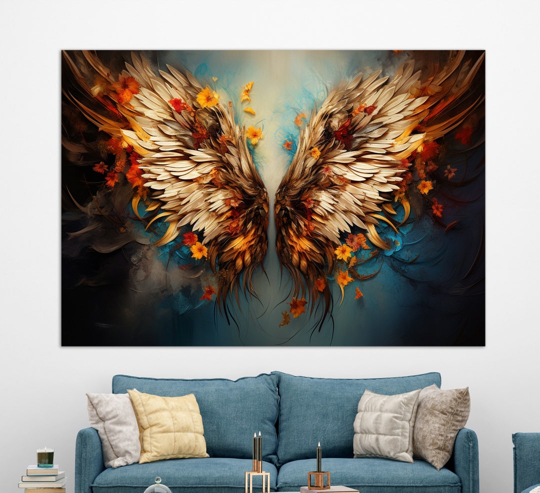 Abstract Angel Wings Painting, Wings Canvas Print, Religious Wall Art ...