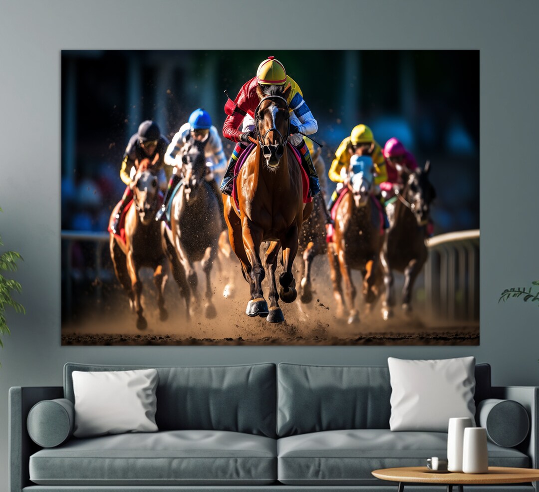 Horse Racing Canvas Print, Horse Racing Wall Art, Horse Racing Fan Gift ...