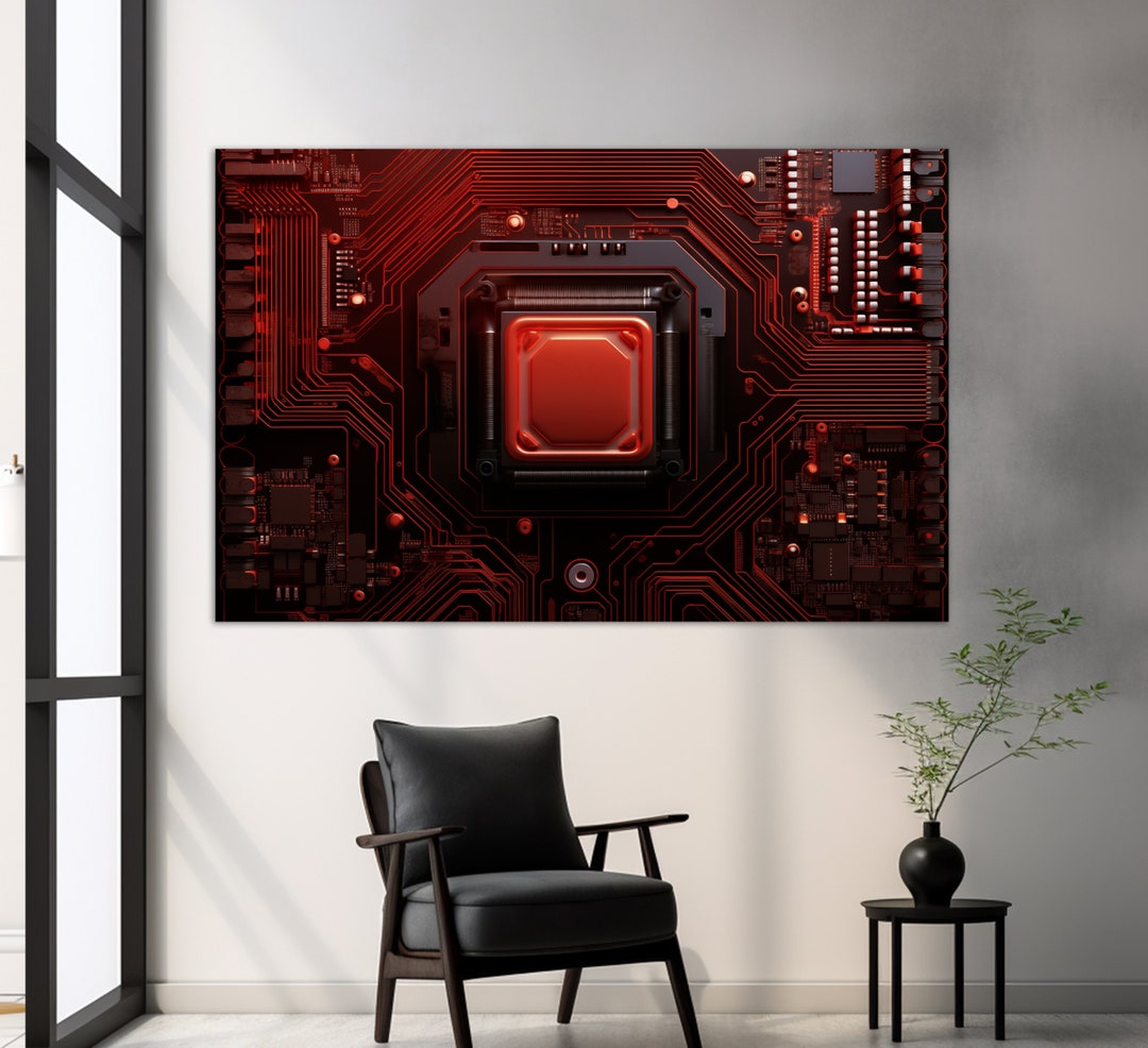Abstract Microcircuit Canvas Print, Technology Wall Art, Circuit Canvas ...