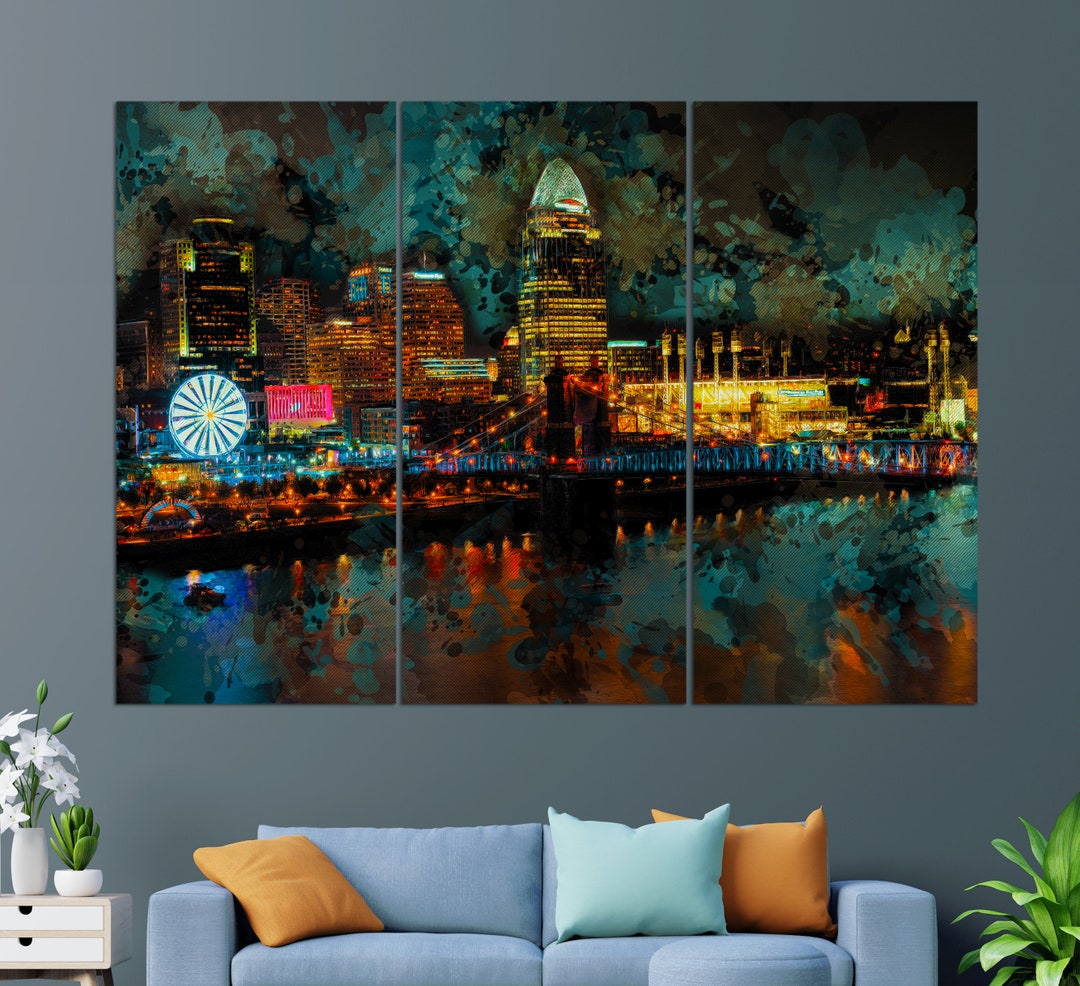 Abstract Cincinnati Canvas Print, Cincinnati Skyline, Cincinnati ...