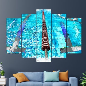 Swimming Wall Art, Swimming Pool Painting, Swimming Canvas Print ...