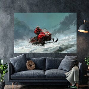 Snowmobiles Wall Art, Ski Doo Canvas Print, Snowmobile Painting ...