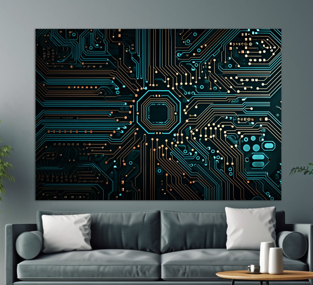 Micro Chip Canvas Print, Technology Wall Art, Microcircuit Canvas, It ...