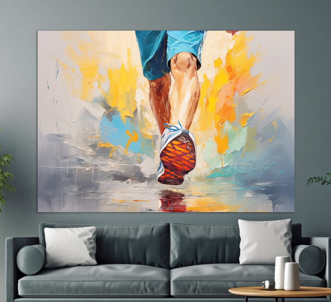 Abstract Running Wall Art, Running Painting, Jogging Canvas Print ...