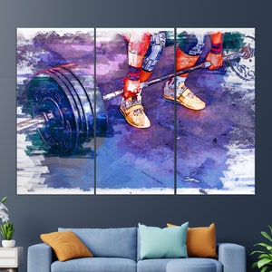 Workout Wall Art, Gym Wall Decor, Weightlifter Gift, Workout Canvas ...