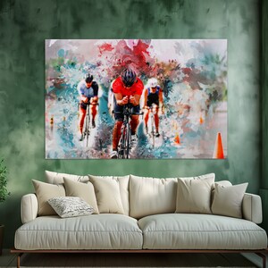 Cycling Canvas Print, Cycling Wall Art, Abstract Cycling Painting ...