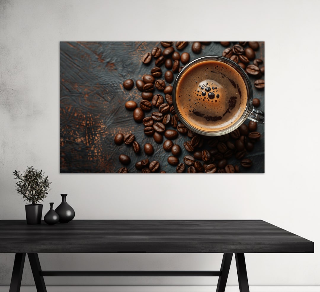 Coffee Wall Art, Modern Kitchen Wall Decor, Coffee Cup Canvas Print ...