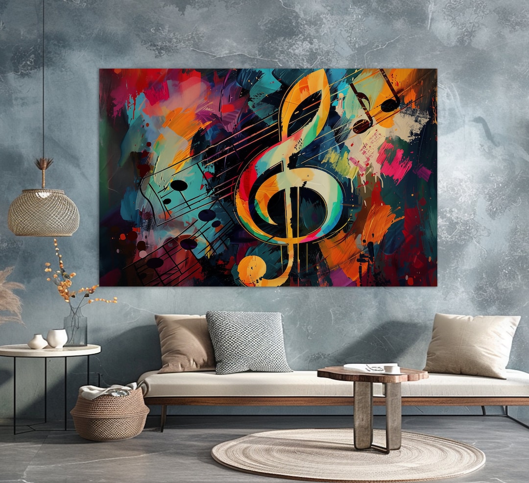 Treble Clef Canvas Print, Abstract Music Wall Art, Treble Clef Painting ...