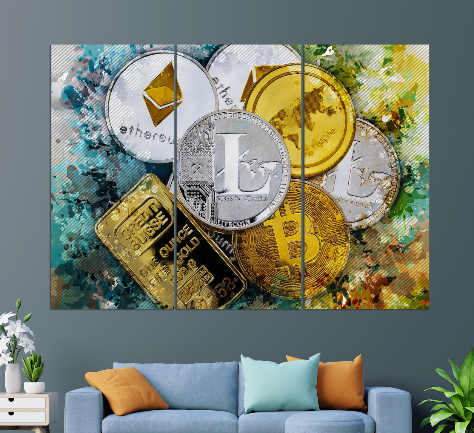Crypto Wall Art Bitcoin Canvas Print Abstract Cryptocurrency - Etsy Italia
