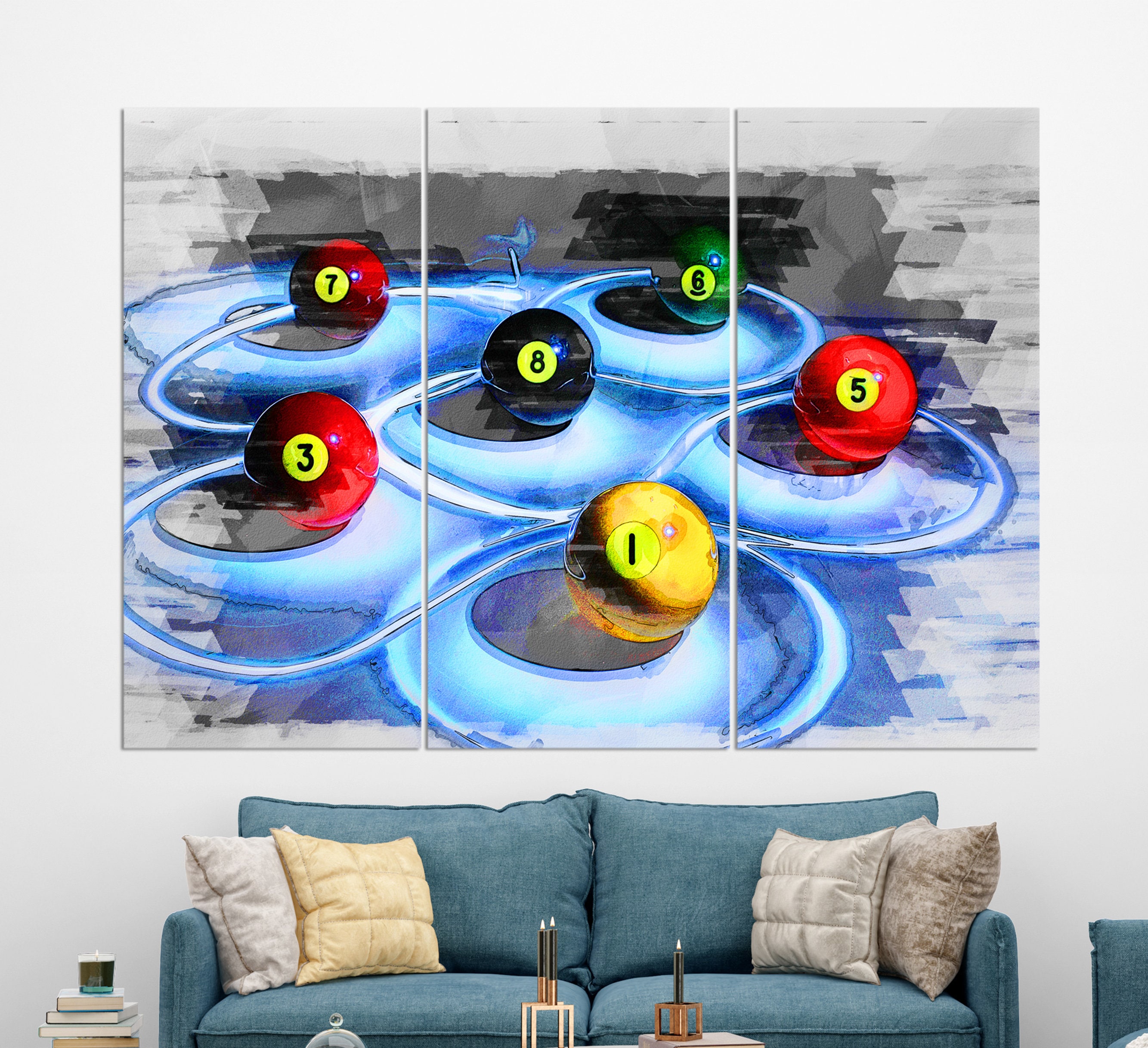 Billiards Wall Art Billiards Painting Billiards Canvas | Etsy