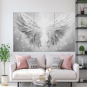 Angel Wings Painting Canvas Print, White Angel Wings Canvas Print, Religious Wall Art, Angels ...