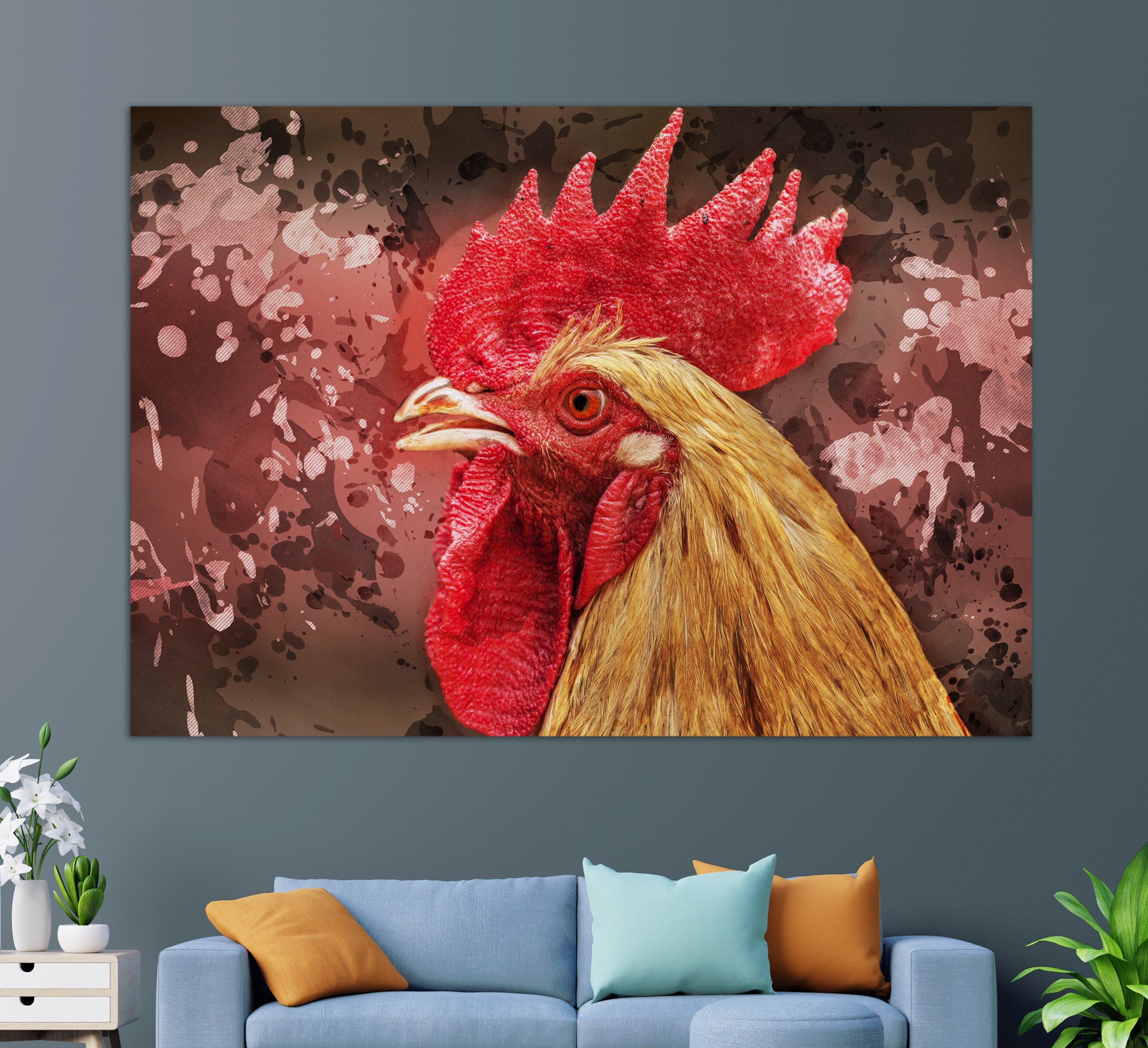 Rooster Canvas Print Rooster Painting Birds Wall Art - Etsy UK