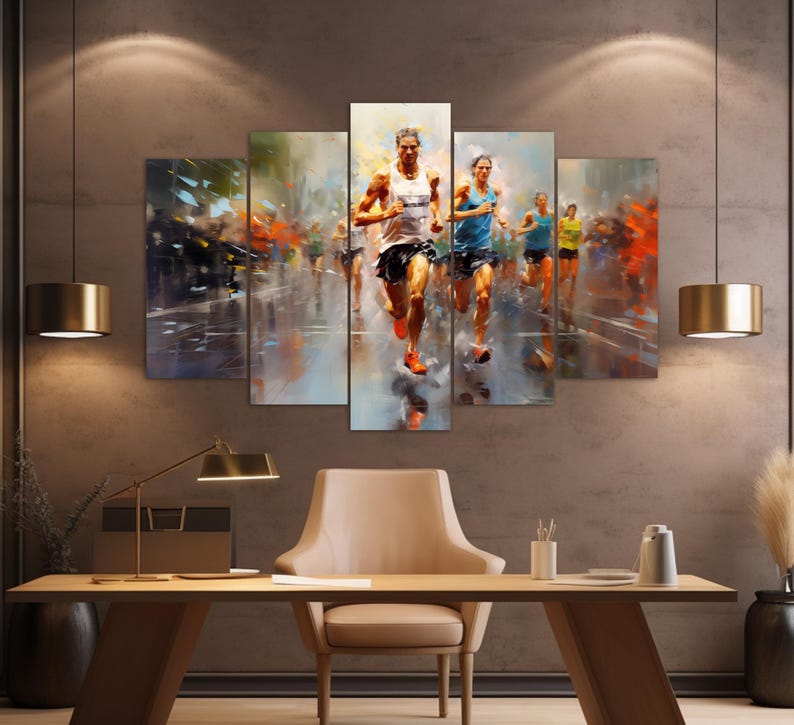 Abstract Running Canvas Art, Running Painting, Running Canvas Print ...