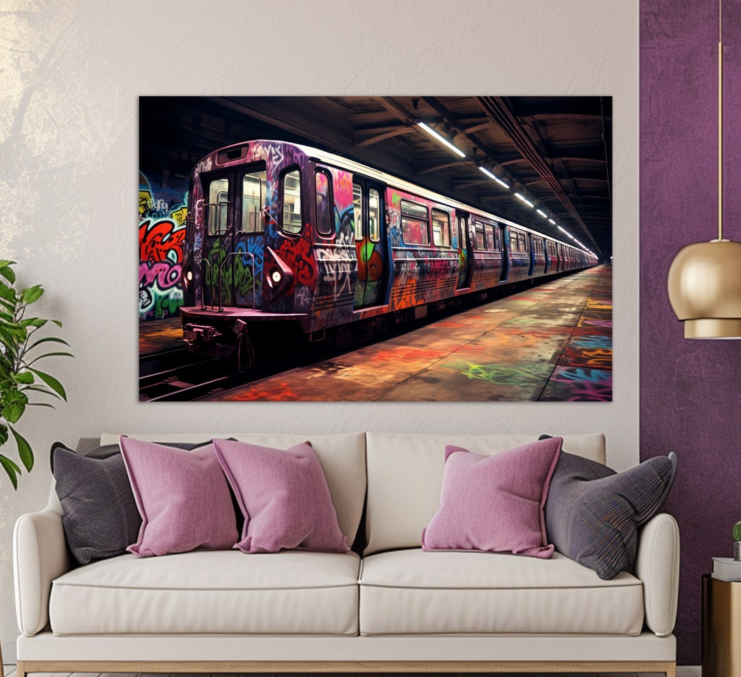 Subway Station Canvas Print, Metro Station Painting, Graffiti Wall Art ...