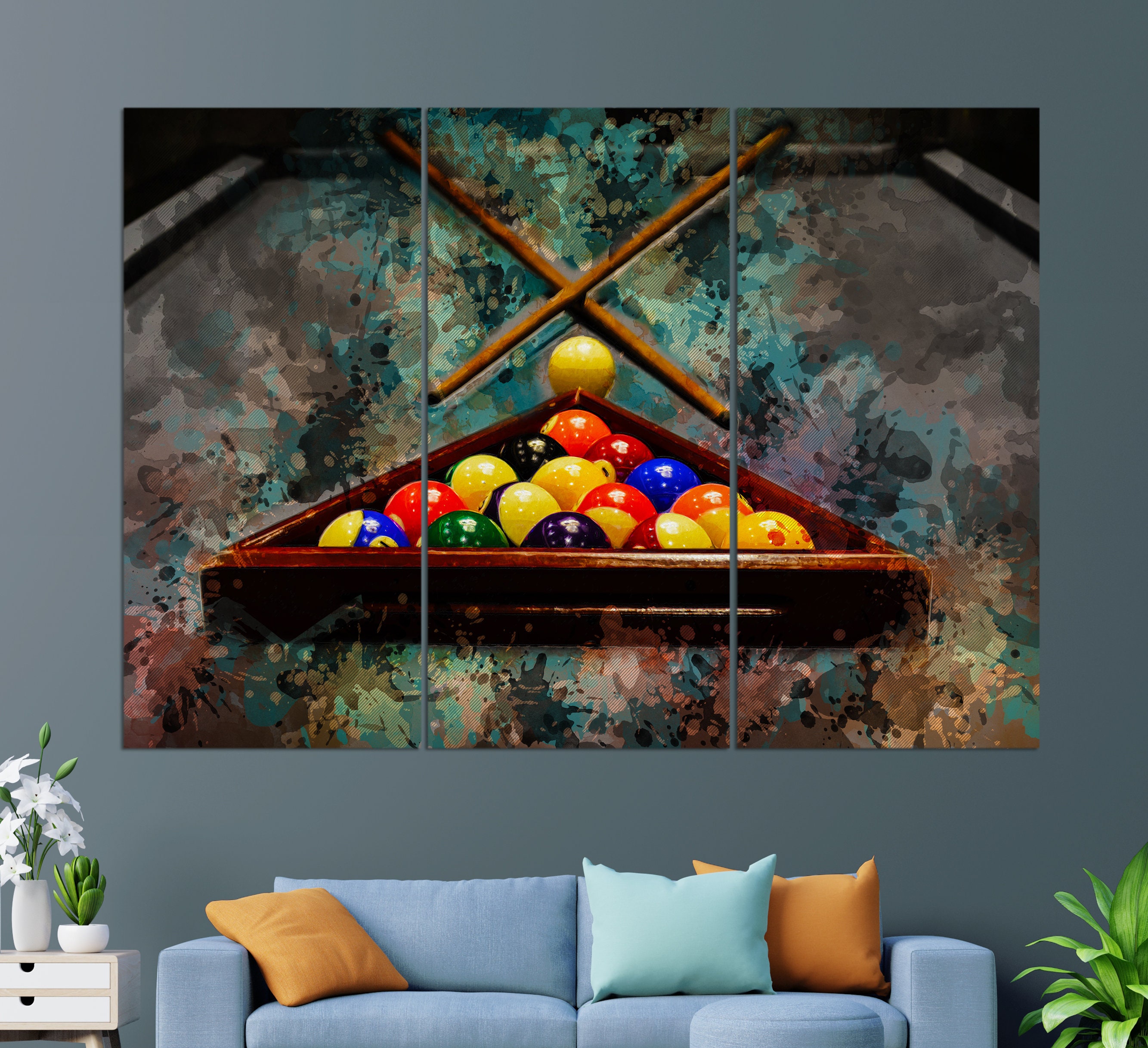 Billiard Table With Unique Wall Design