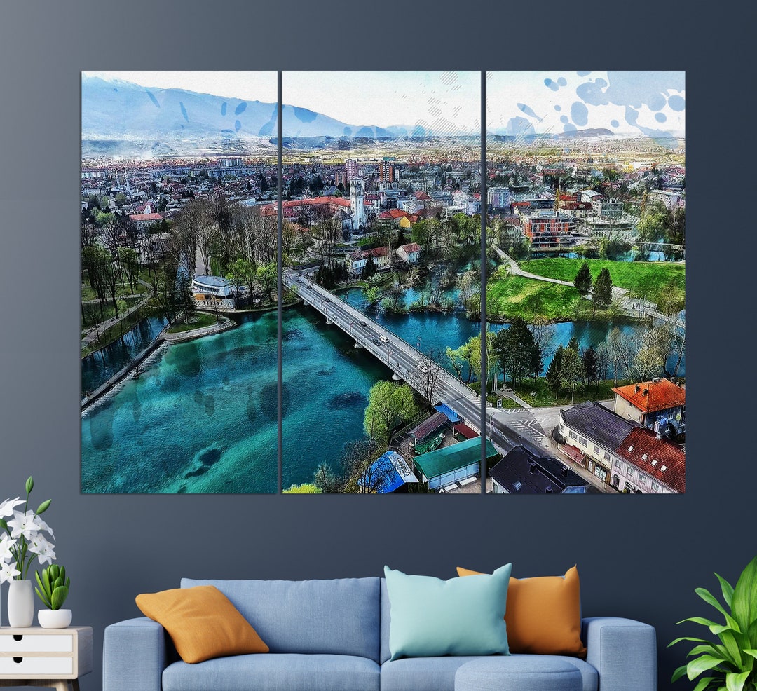 Bihać Skyline, Bihać Wall Art, Bihać Canvas Print, Abstract Bihać ...