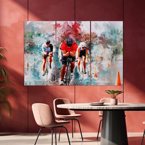 Cycling Canvas Print, Cycling Wall Art, Abstract Cycling Painting ...