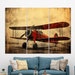 Vintage Biplane Canvas Print, Retro Airplane Painting, Aircraft Wall ...