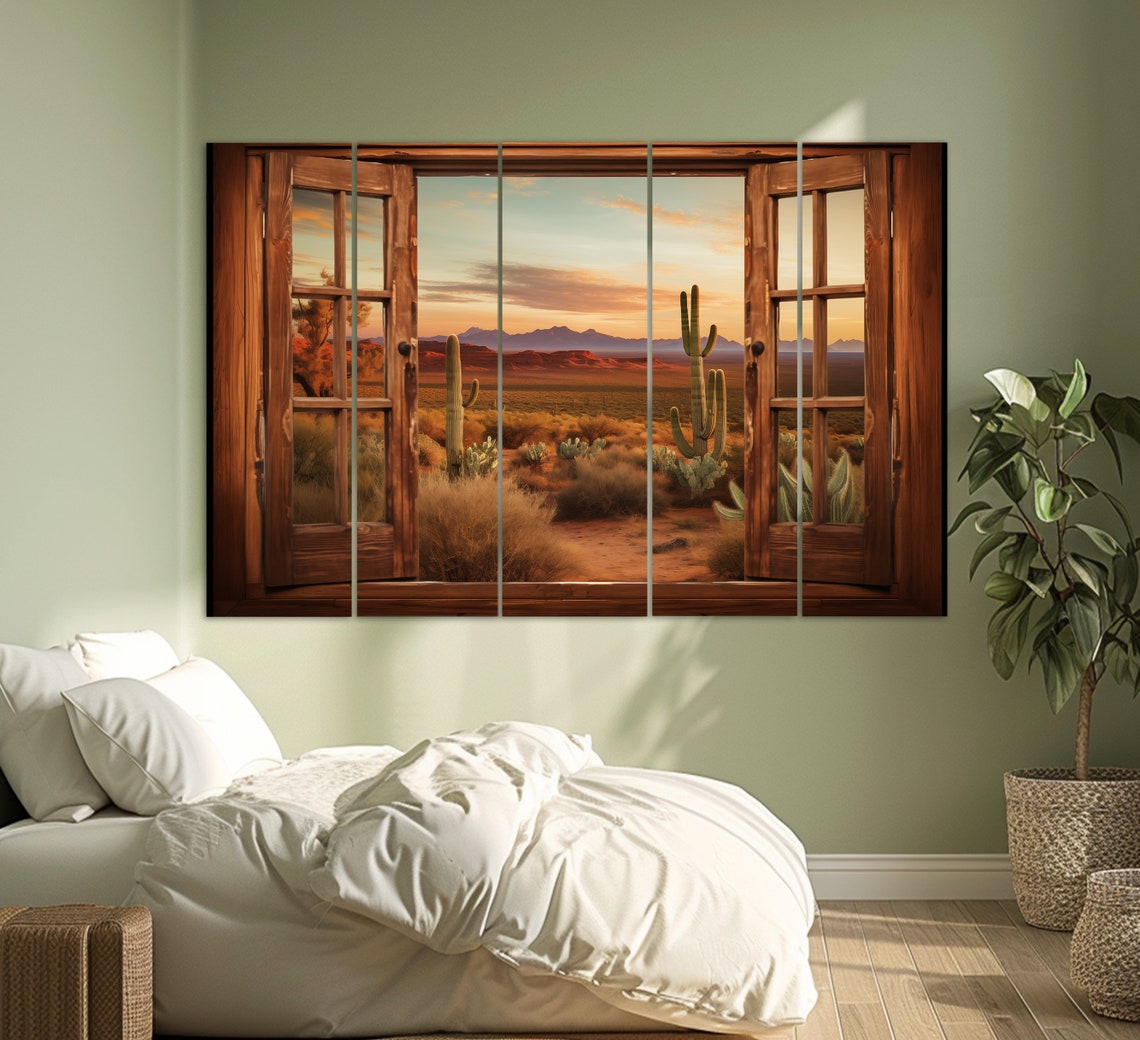 Window to Scenic Arizona Desert Canvas Print, Open Window Wall Art ...